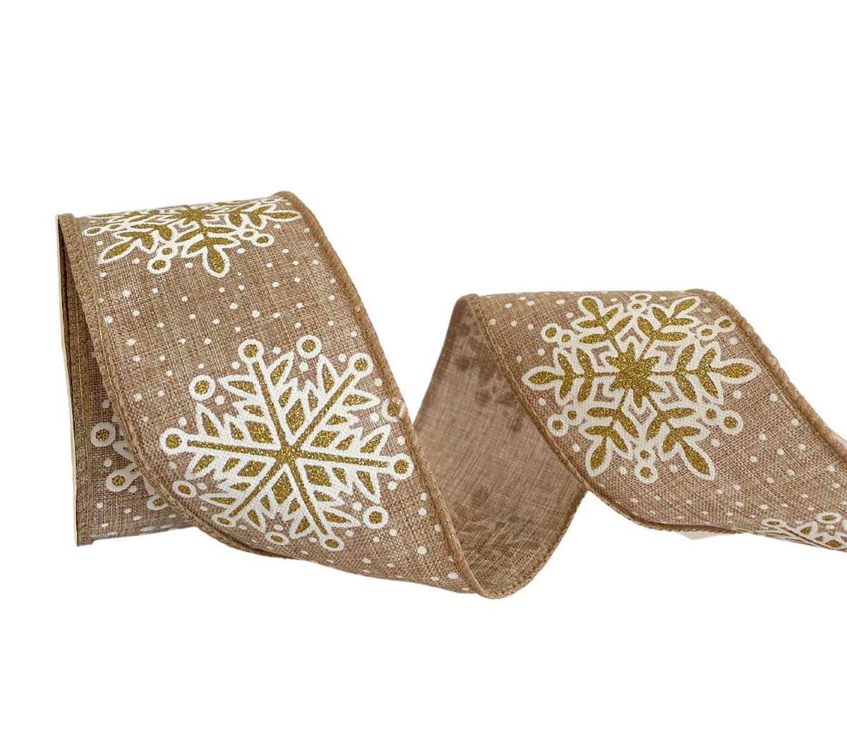 JUTE SNOWFLAKES WIRED CHRISTMAS RIBBON (62MM | 4.5MTR) – RIBBONIZE